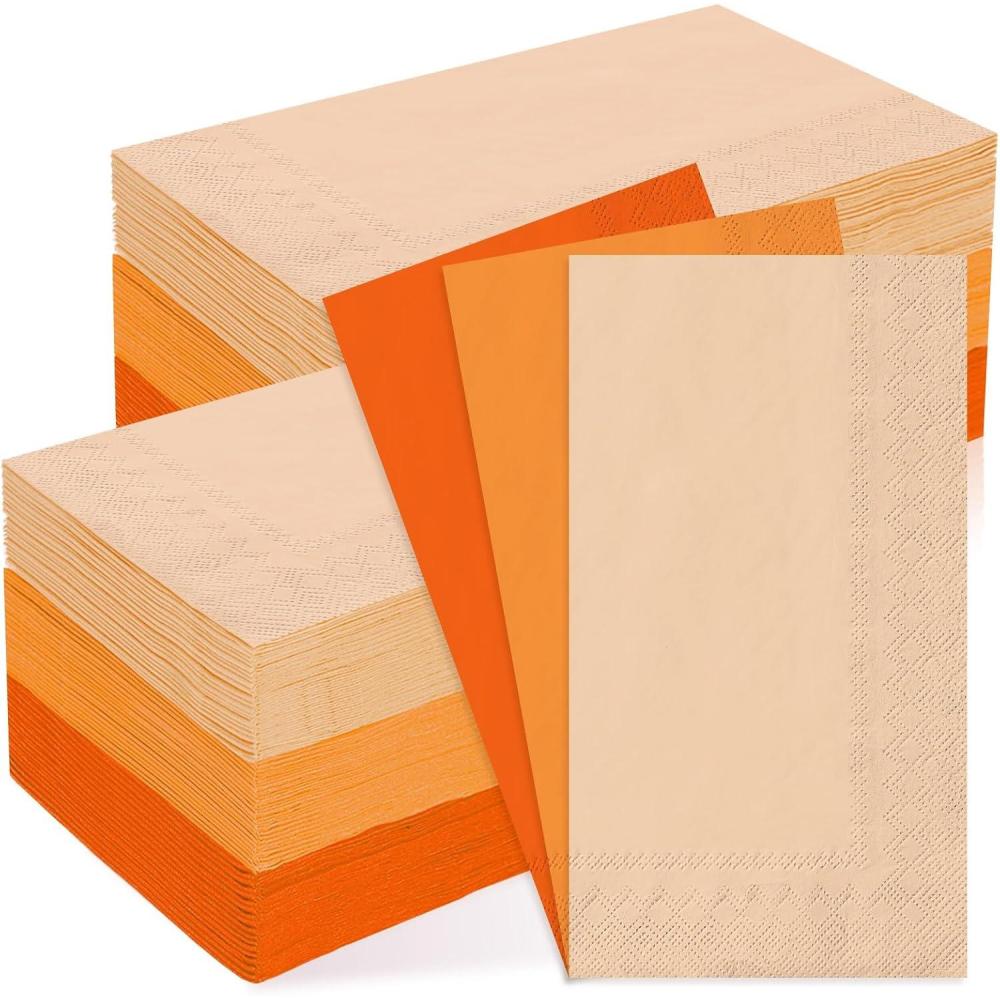 Whaline 150 Pack Fall Color Orange Napkins 6.5 x 6.5 Inch 3 Colors ...