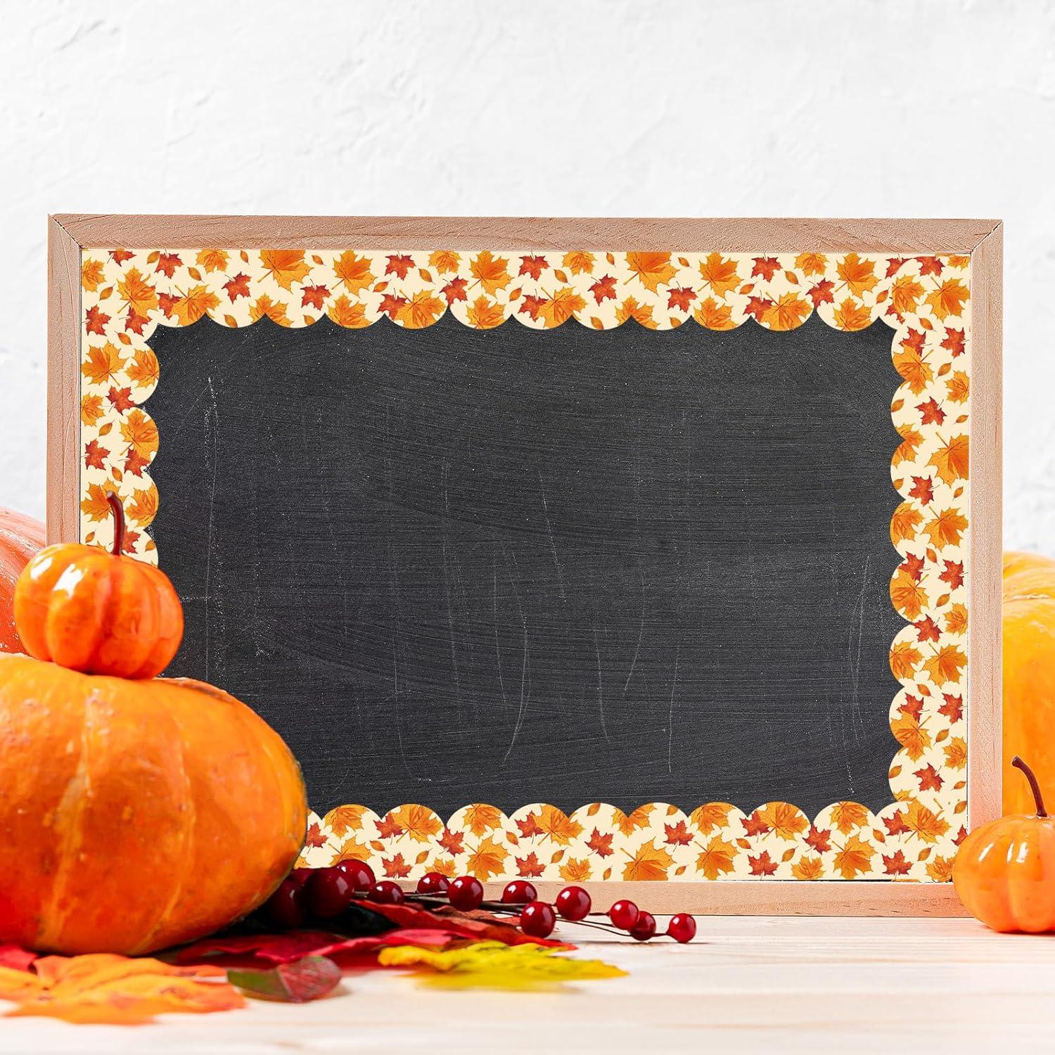 Whaline 69Ft Fall Bulletin Board Borders Watercolor Pumpkin Maple Leaf ...